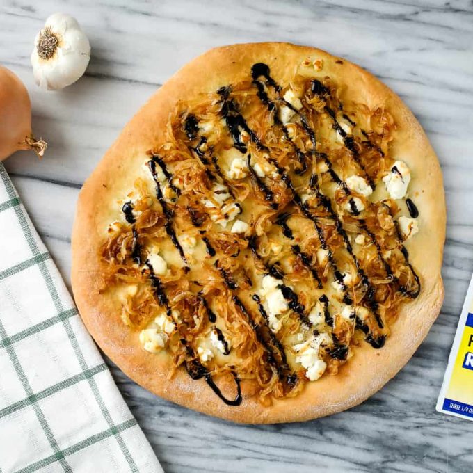 Goat Cheese Pizza with Caramelized Onions - I Heart Vegetables